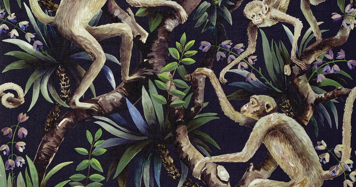 Mokum by Catherine Martin Monkey Business Wallpaper Midnight | Mokum ...