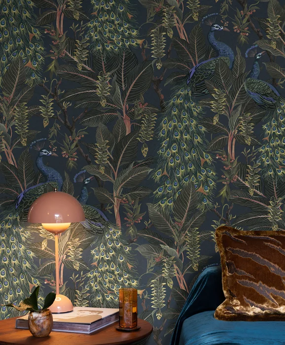 Catherine Martin by Mokum Royal Peacock Wallpaper Vintage White | Mokum ...