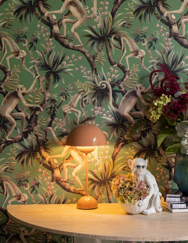 Mokum by Catherine Martin Monkey Business Wallpaper Coral | James ...